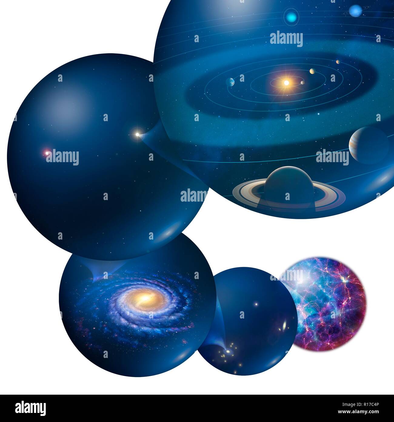 Conceptual illustration showing the scale of outer space and our ...