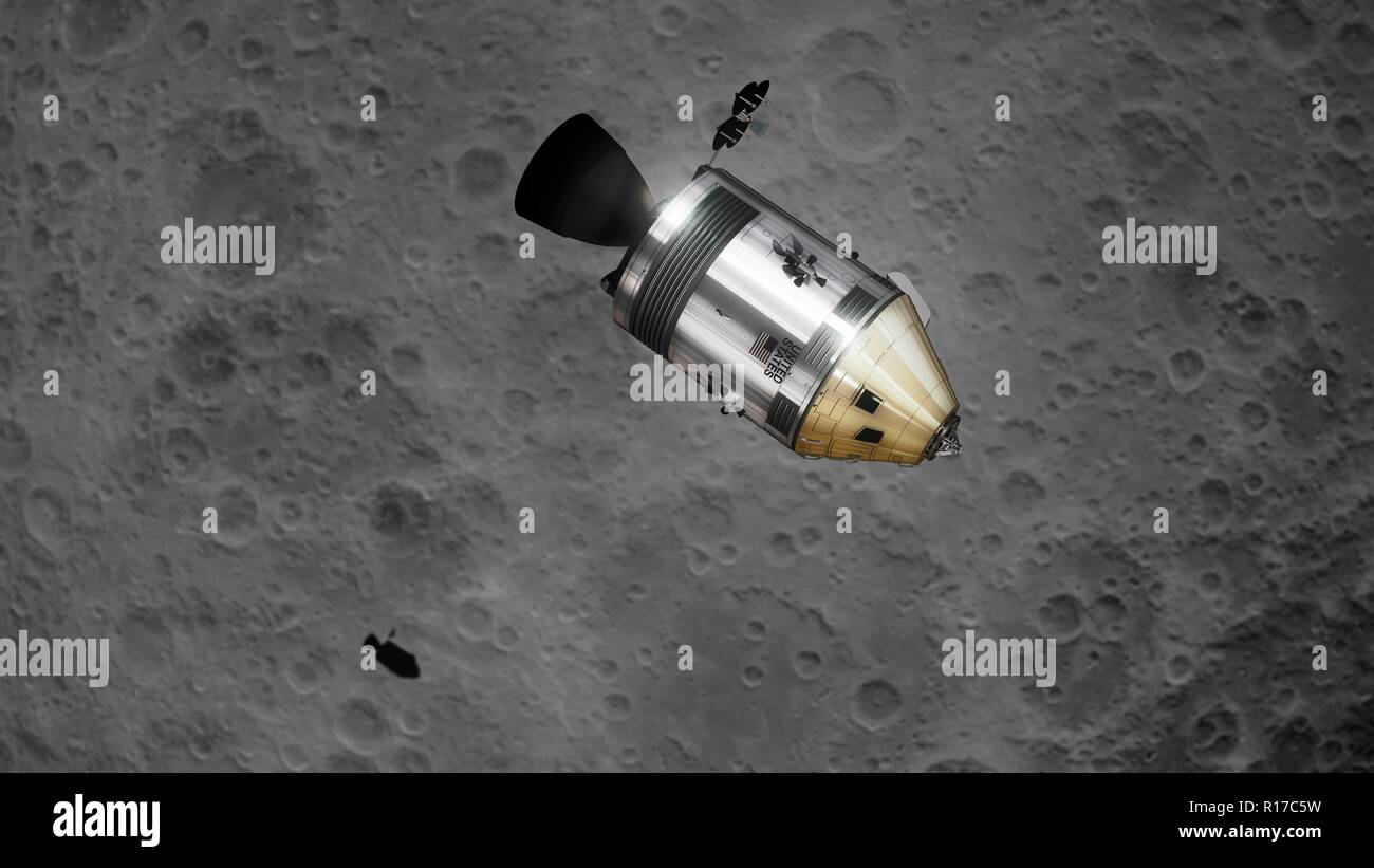 Apollo Spacecraft Illustration Of The Apollo Command Service Module Csm In Lunar Orbit