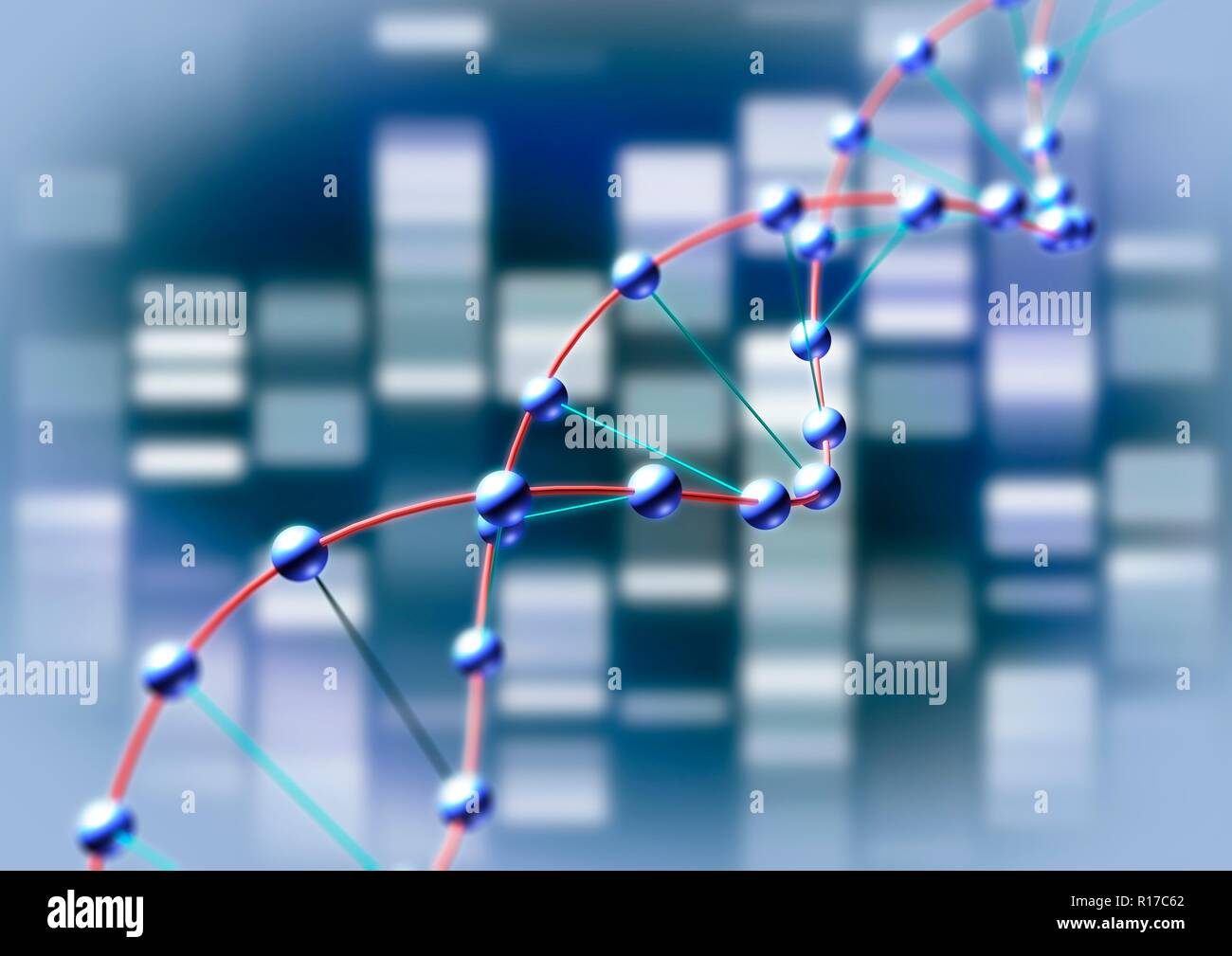 Conceptual illustration of DNA (deoxyribonucleic acid) sequencing and ...