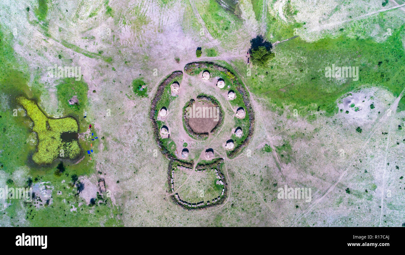Aerial. Traditional Masai village near Arusha, Tanzania Stock Photo - Alamy