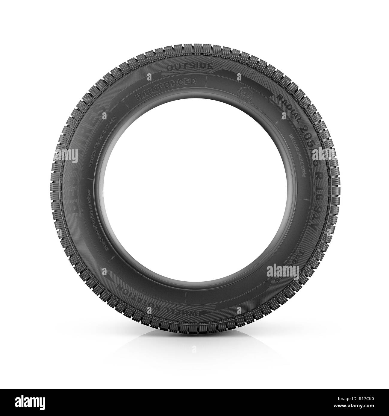 Car tyre isolated on white background. Front view. 3d illustration ...
