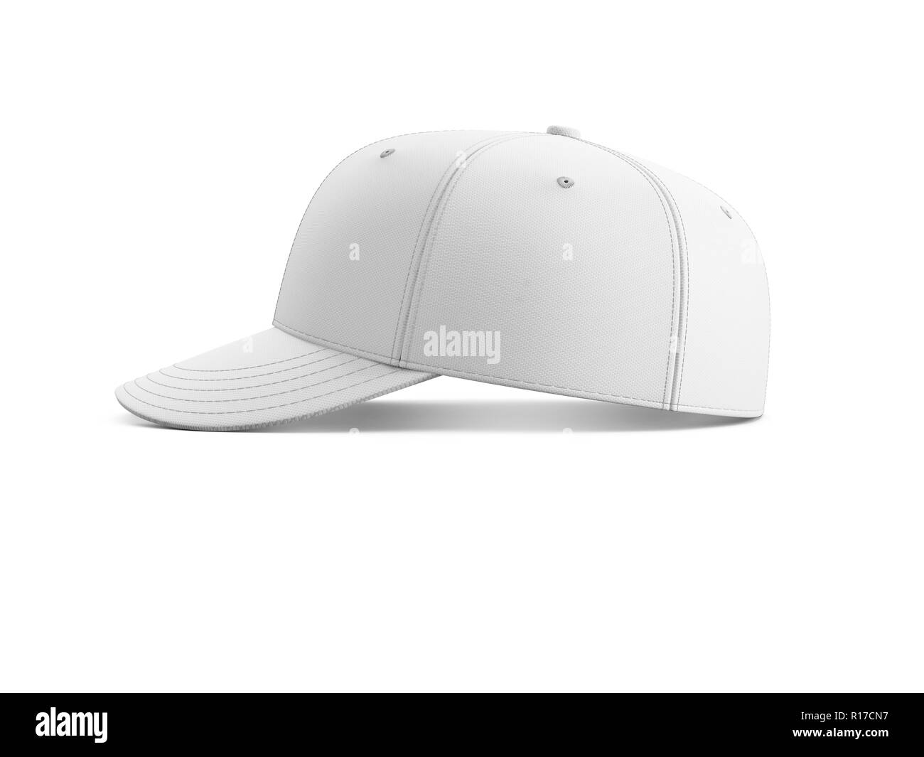 White empty baseball cap isolated on white background. Side view. 3D ...
