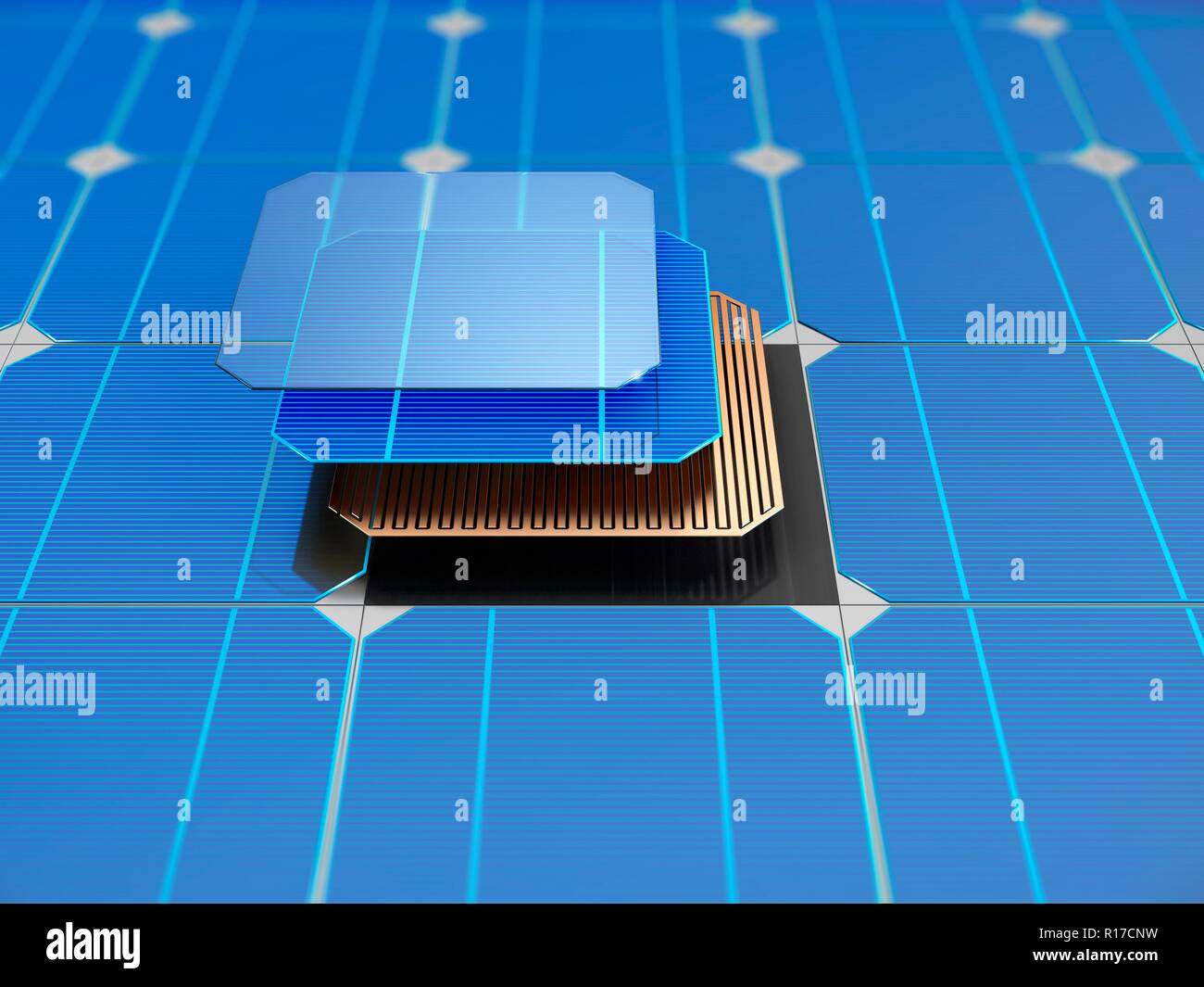 Solar panel and schematic 3D illustration internal structure of the ...