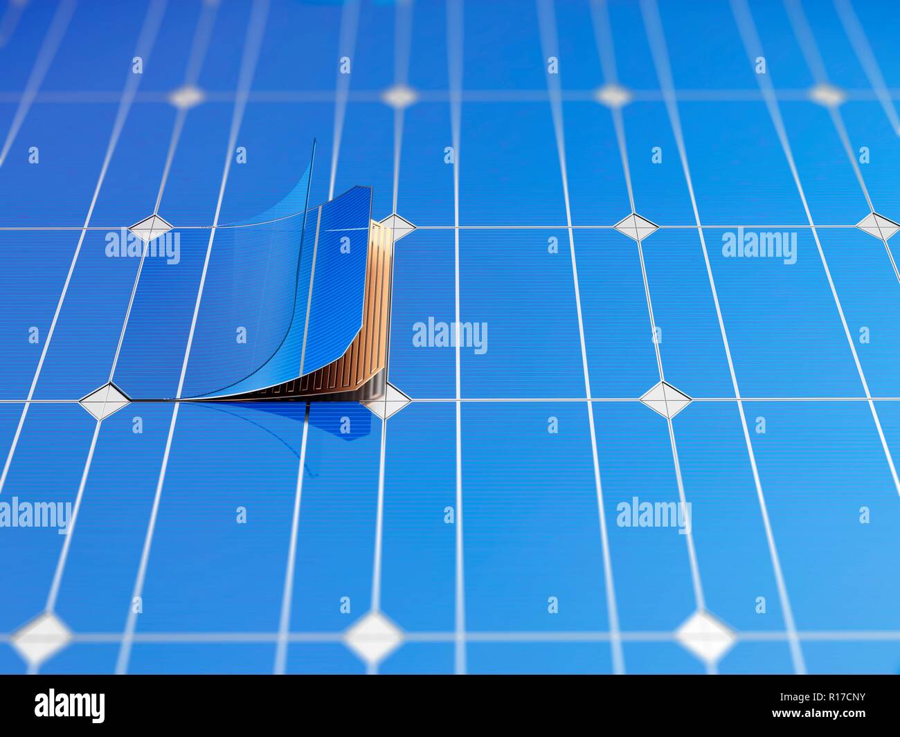 Solar panel and schematic 3D illustration internal structure of the ...