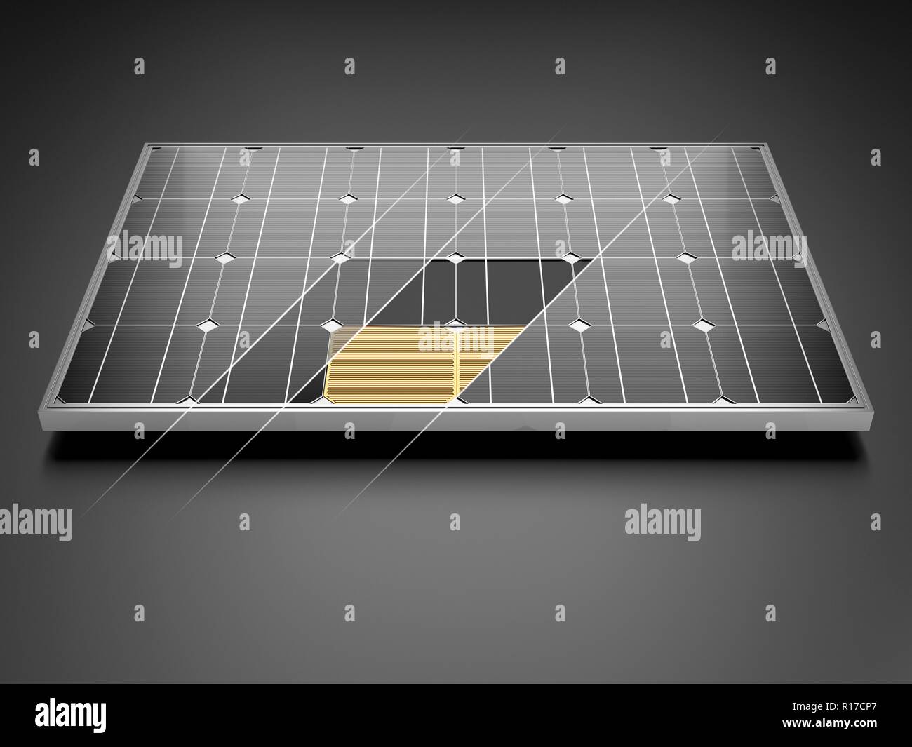 Solar panel and schematic 3D illustration internal structure of the ...