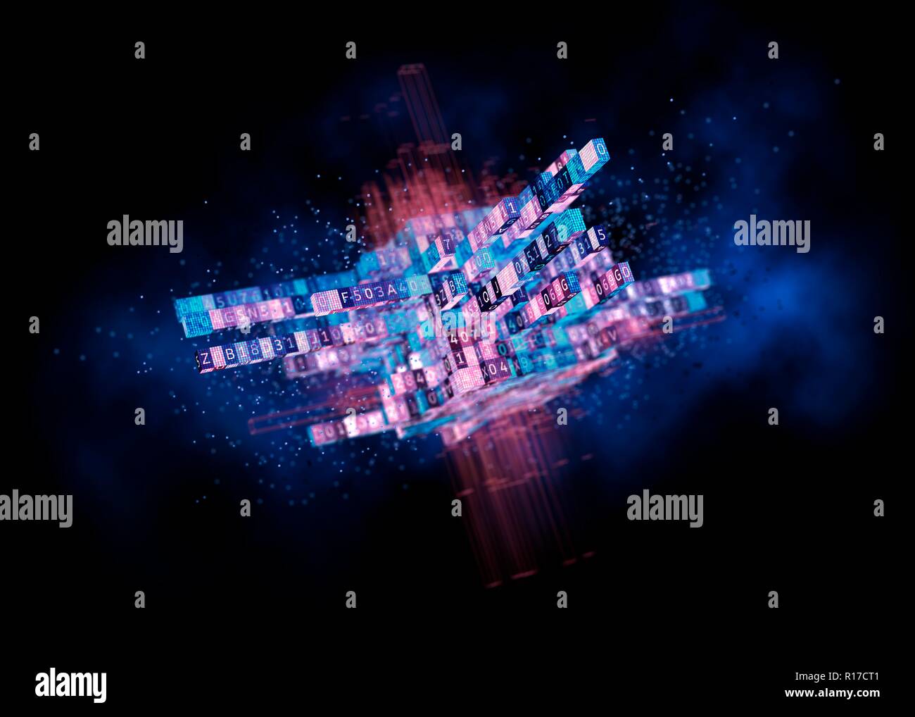 Big data concept. Digital cube with program code for machine learning ...