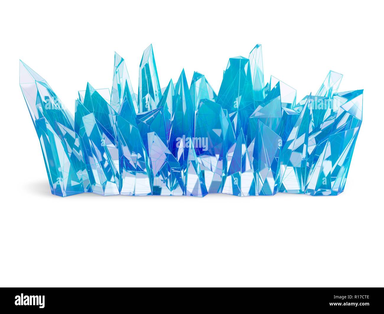 Blue crystals cluster isolated on white background. 3D illustration ...