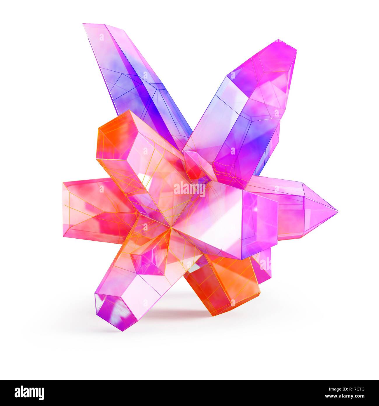 Rainbow crystal stone isolated on white background. 3D illustration ...
