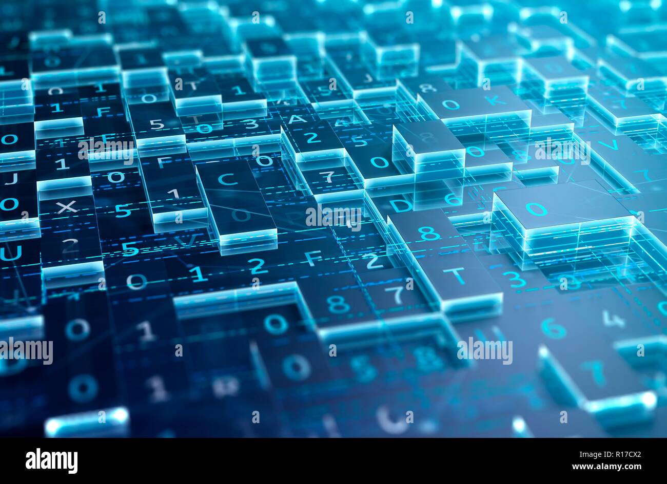 Abstract blue digital background. 3d illustration Stock Photo - Alamy