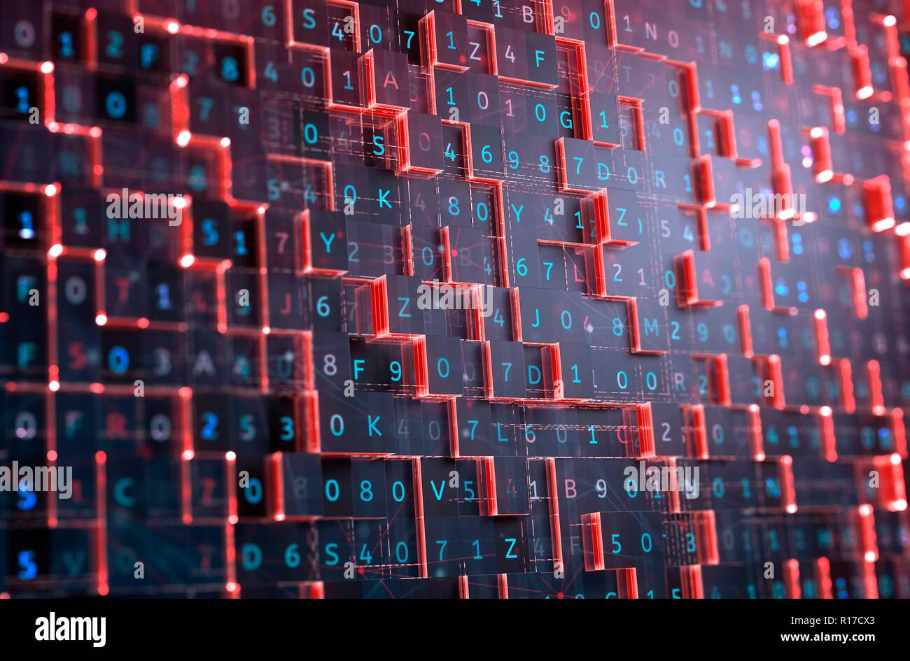 Abstract red digital background. 3d illustration Stock Photo - Alamy