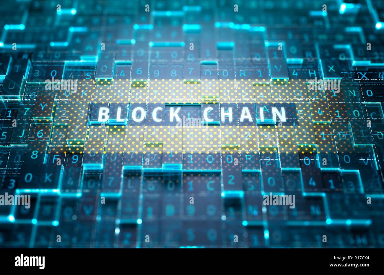 Blockchain technology concept. 3D illustration Stock Photo - Alamy