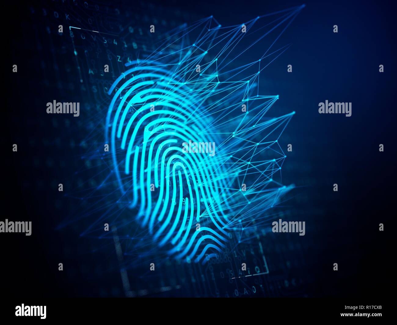 A computer identify and measuring the bright fingerprint on the digital ...