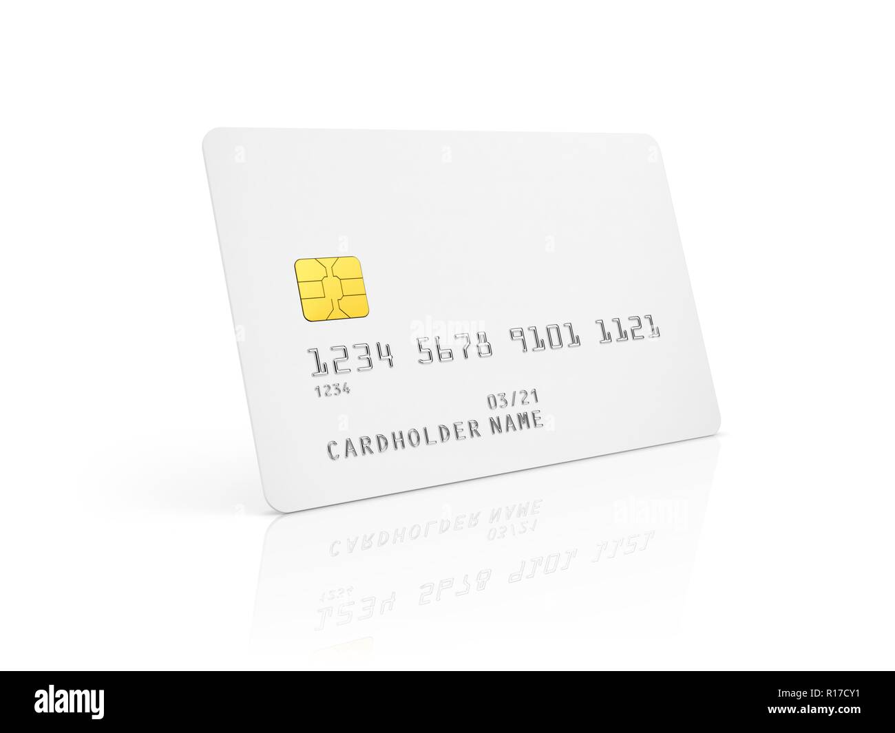 White blank credit bank card, isolated on white background. Empty ...