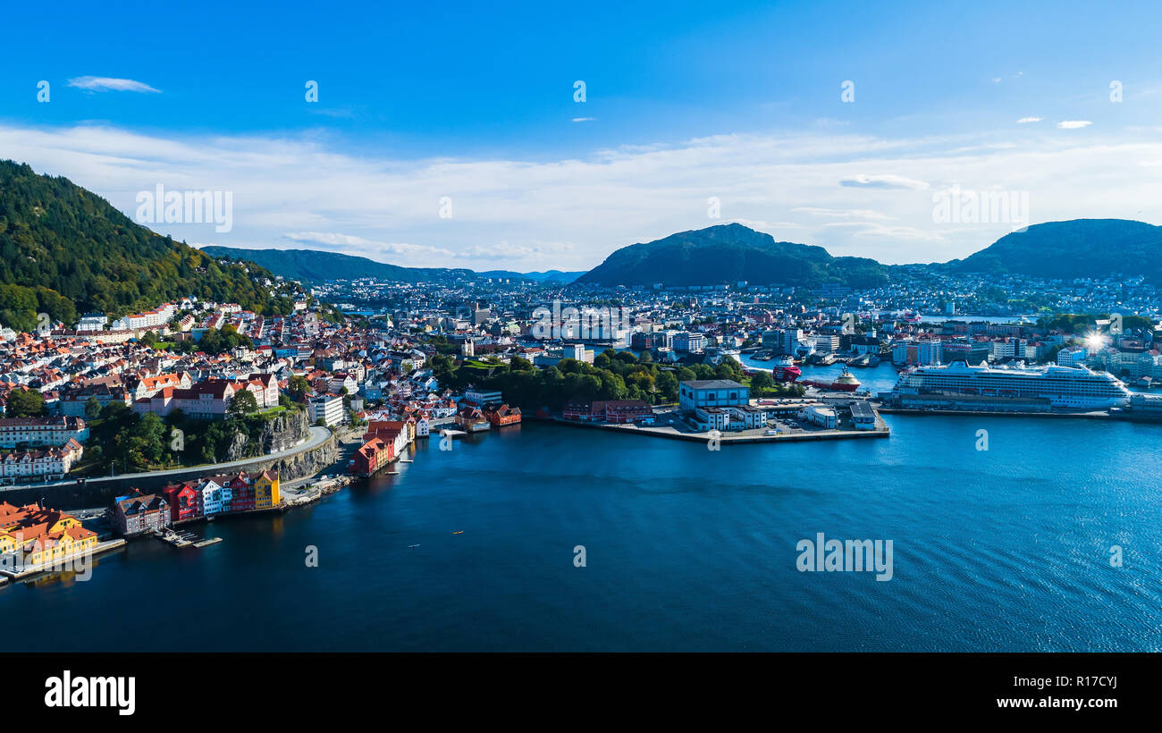 Bergen old town aerial view. Bergen, Norway Stock Photo - Alamy