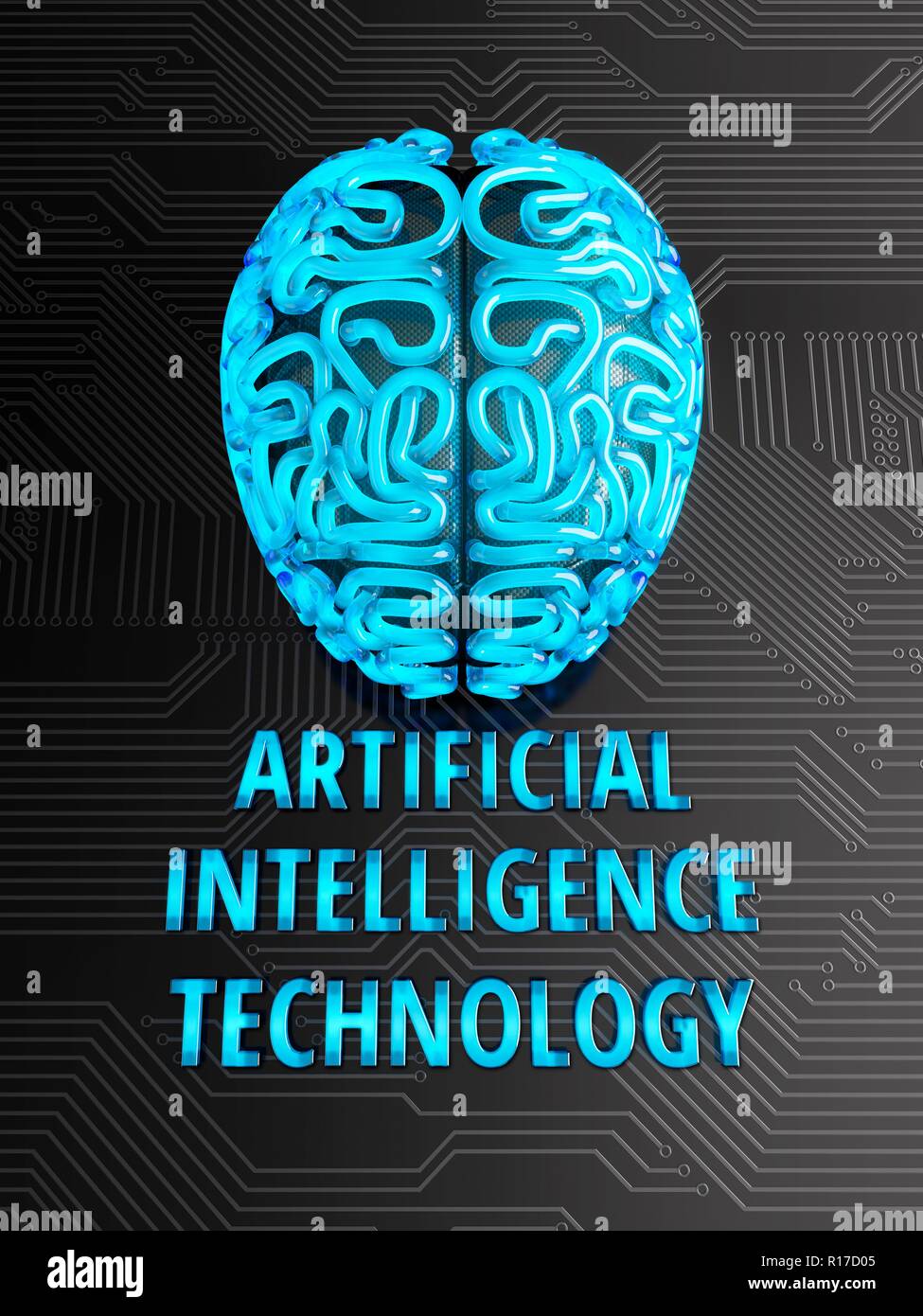 Digital brain with artificial intelligence. 3d illustration Stock Photo ...