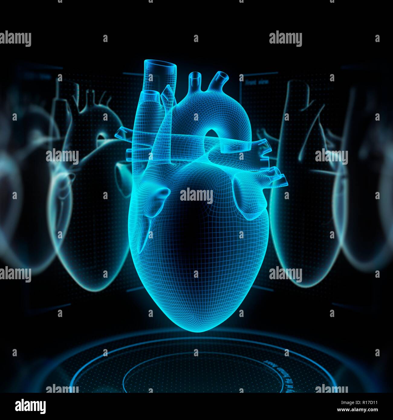 Digital human heart made of virtual wireframe. 3d illustration Stock ...