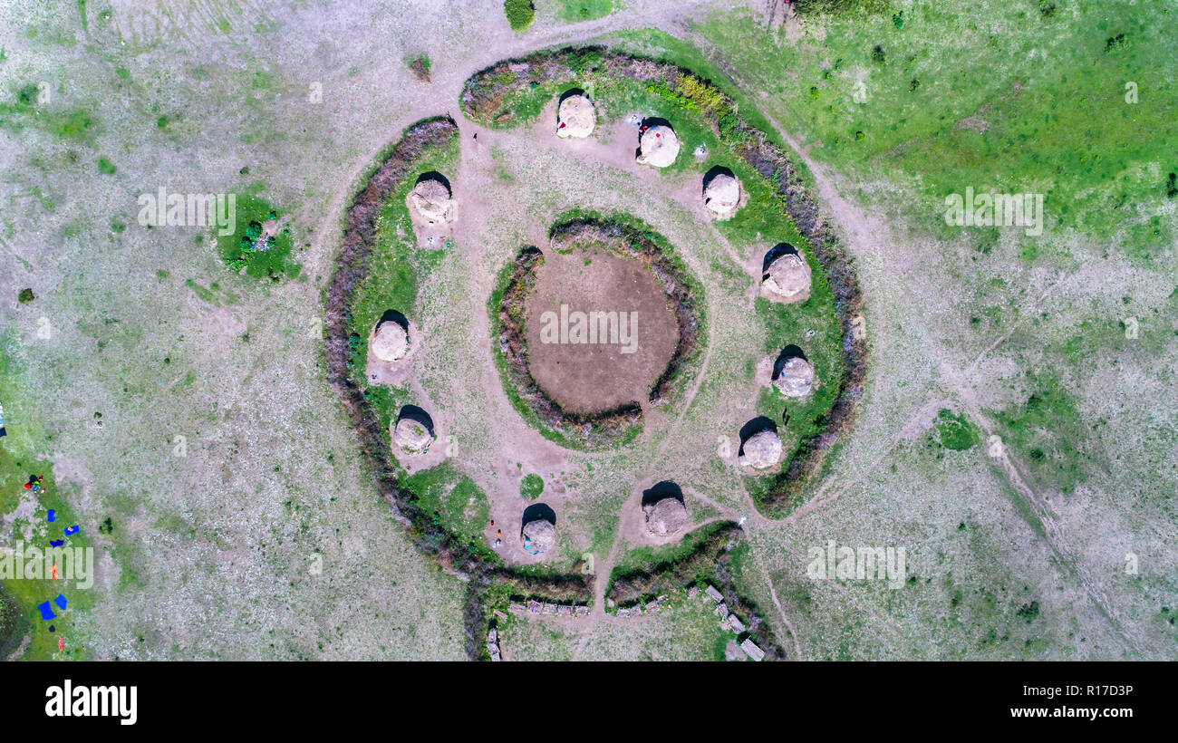 Aerial. Traditional Masai village near Arusha, Tanzania Stock Photo - Alamy