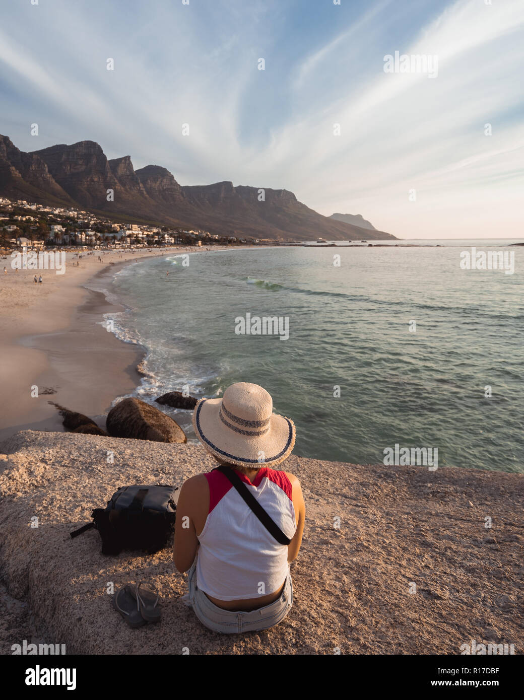 Girl exploring paradise in camps bay at sunset, South Africa Stock ... Girl exploring paradise in camps bay at sunset, South Africa Stock ...