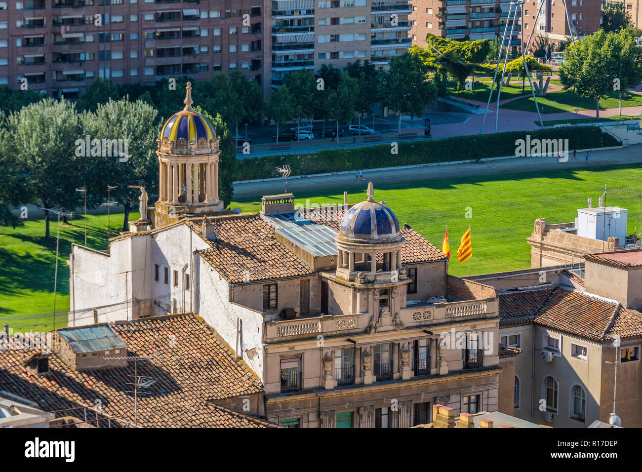 View of the city of Lleida where old and modern buildings alternate ...