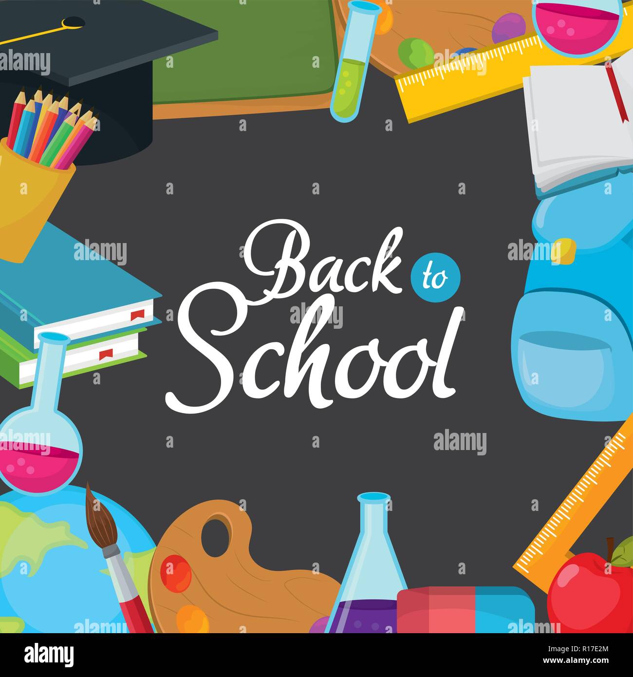 education backpack with art palette and paintbrush Stock Vector Image ...