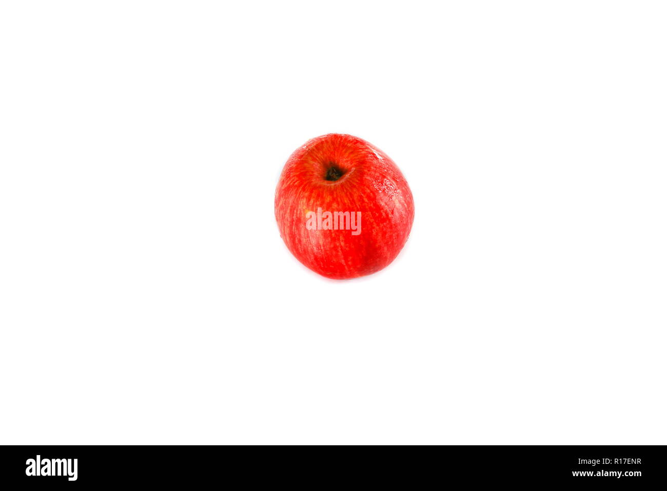red apple and water drip on white background Stock Photo - Alamy
