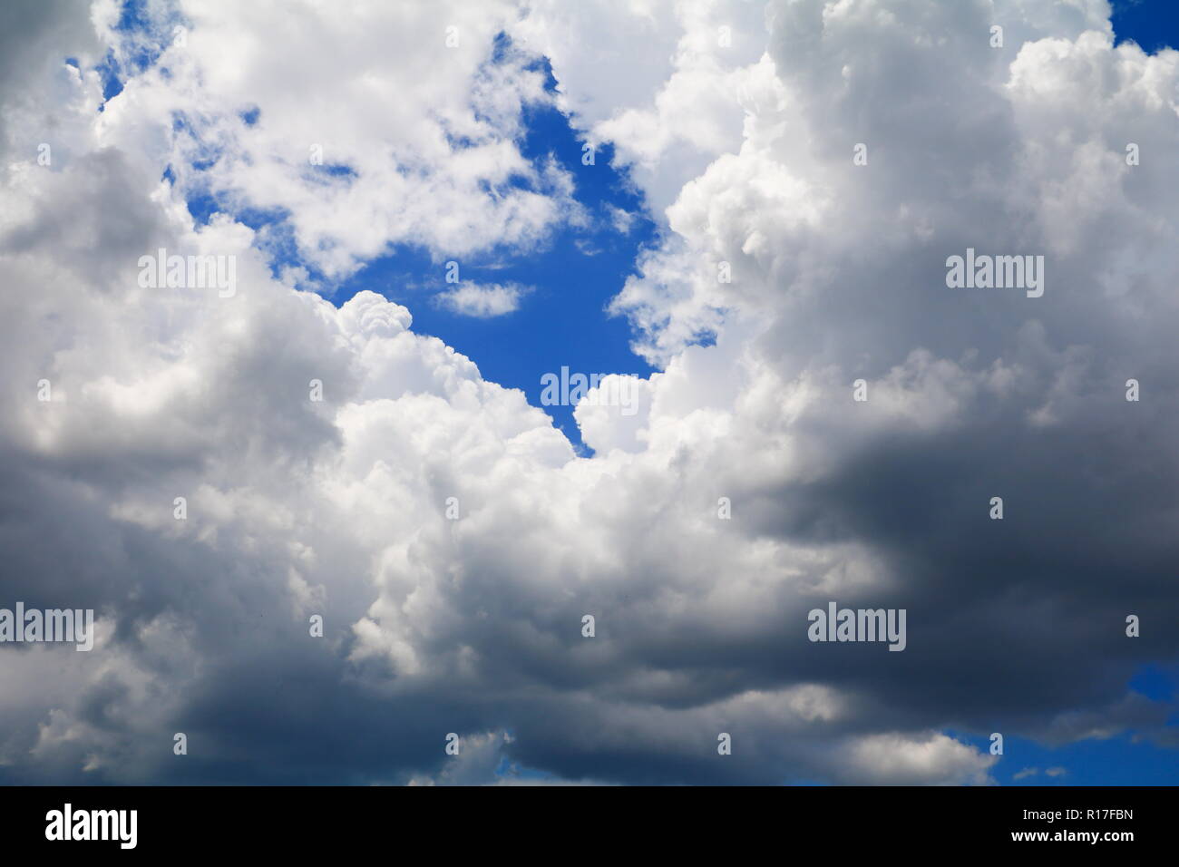blue sky with big cloud and raincloud, art of nature beautiful and copy ...