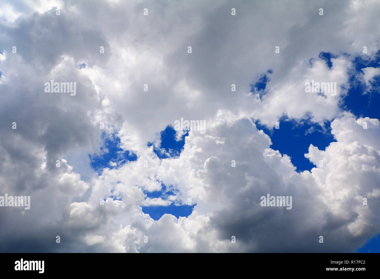 blue sky with big cloud and raincloud, art of nature beautiful and copy ...