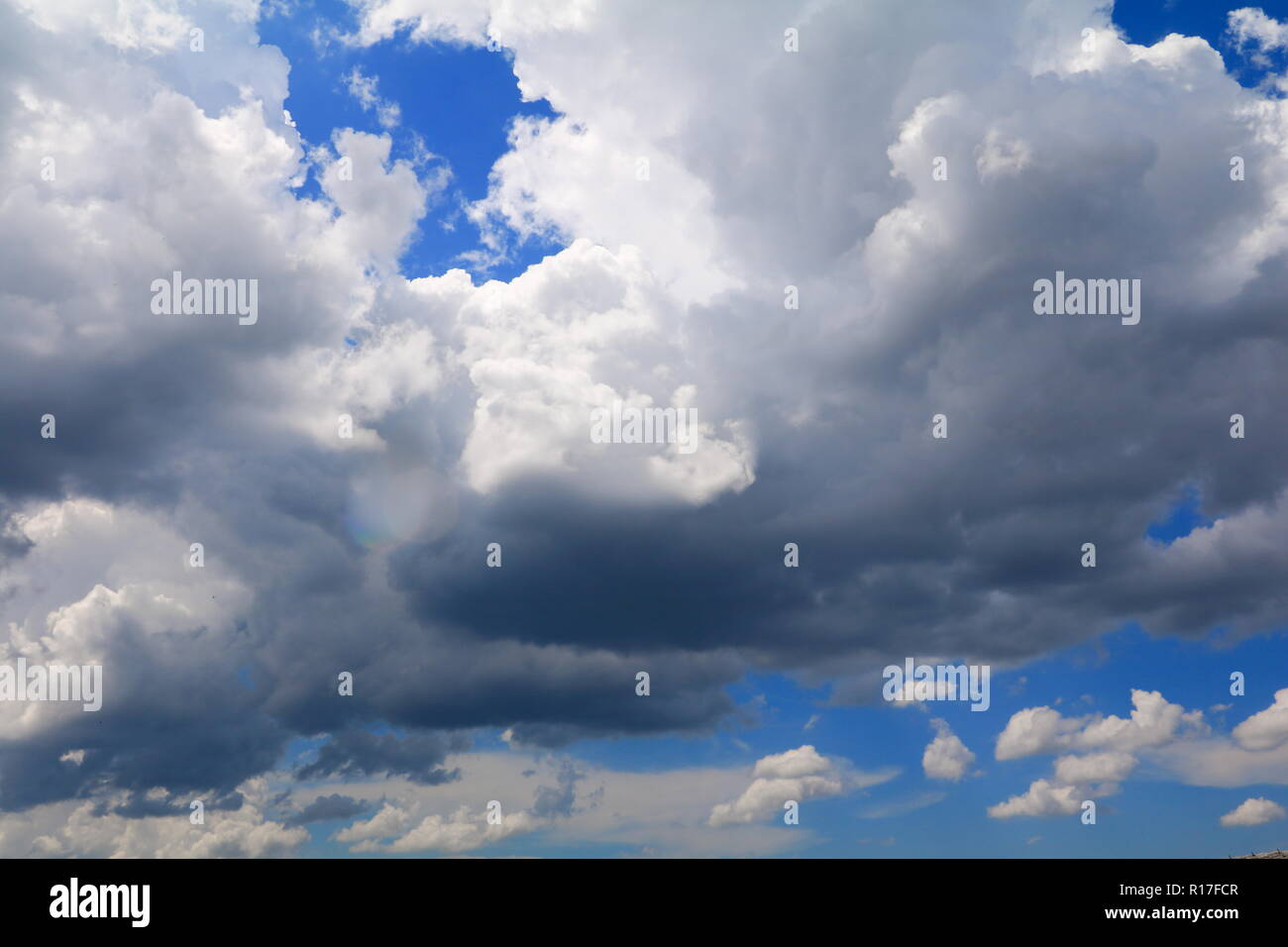 blue sky with big cloud and raincloud, art of nature beautiful and copy ...