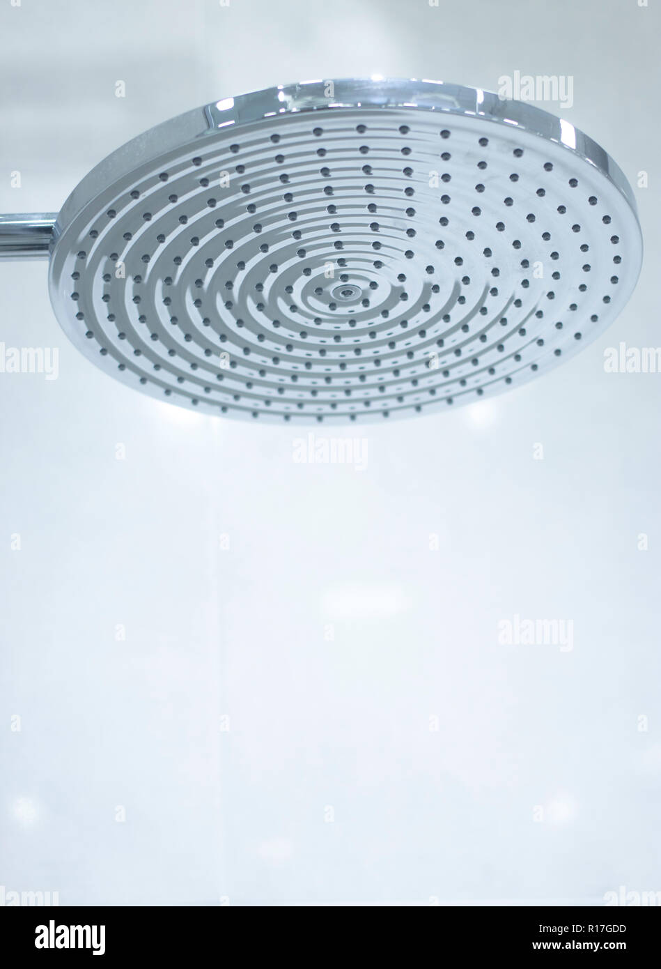 Bathroom chrome shower head showroom display of new design option for ...