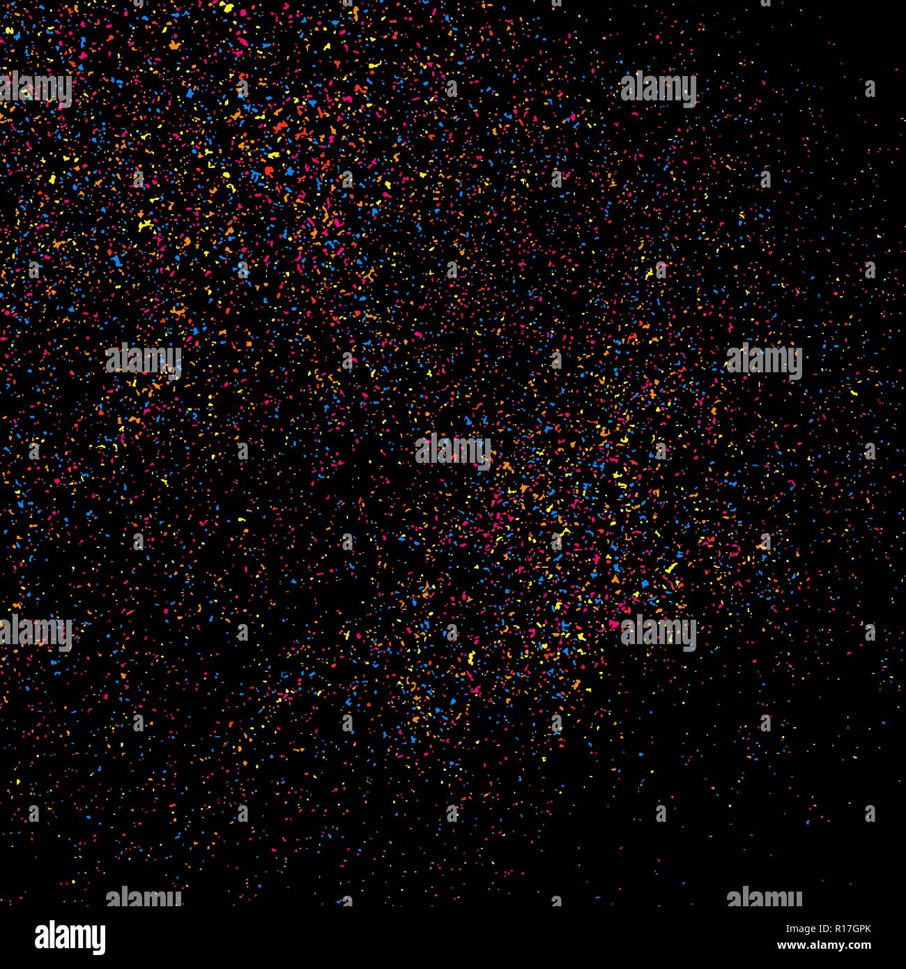 Colorful explosion of confetti isolated on black background. Vector ...