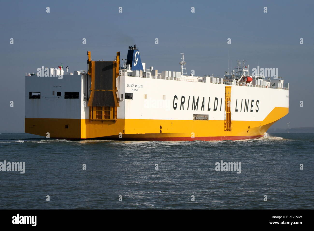 The car carrier Grande Anversa passes on 19 October 2018 Terneuzen and ...