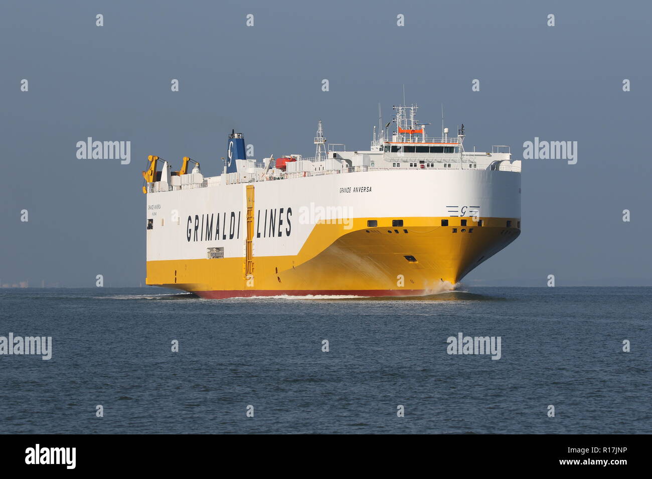 The car carrier Grande Anversa passes on 19 October 2018 Terneuzen and ...