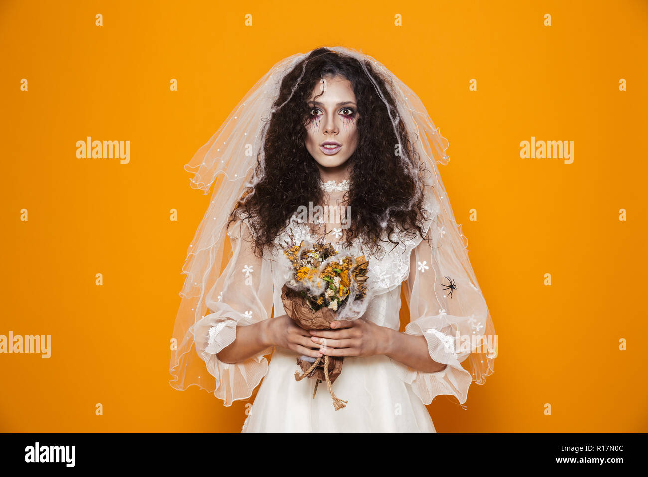 Image of dead bride zombie on halloween wearing wedding dress and scary ...