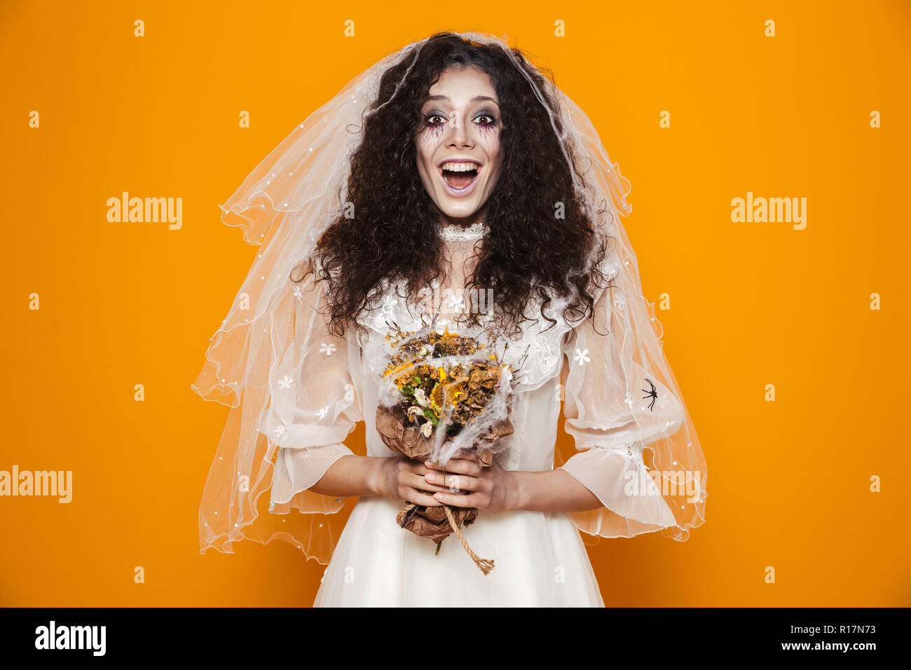 Image of dead bride zombie on halloween wearing wedding dress and scary ...