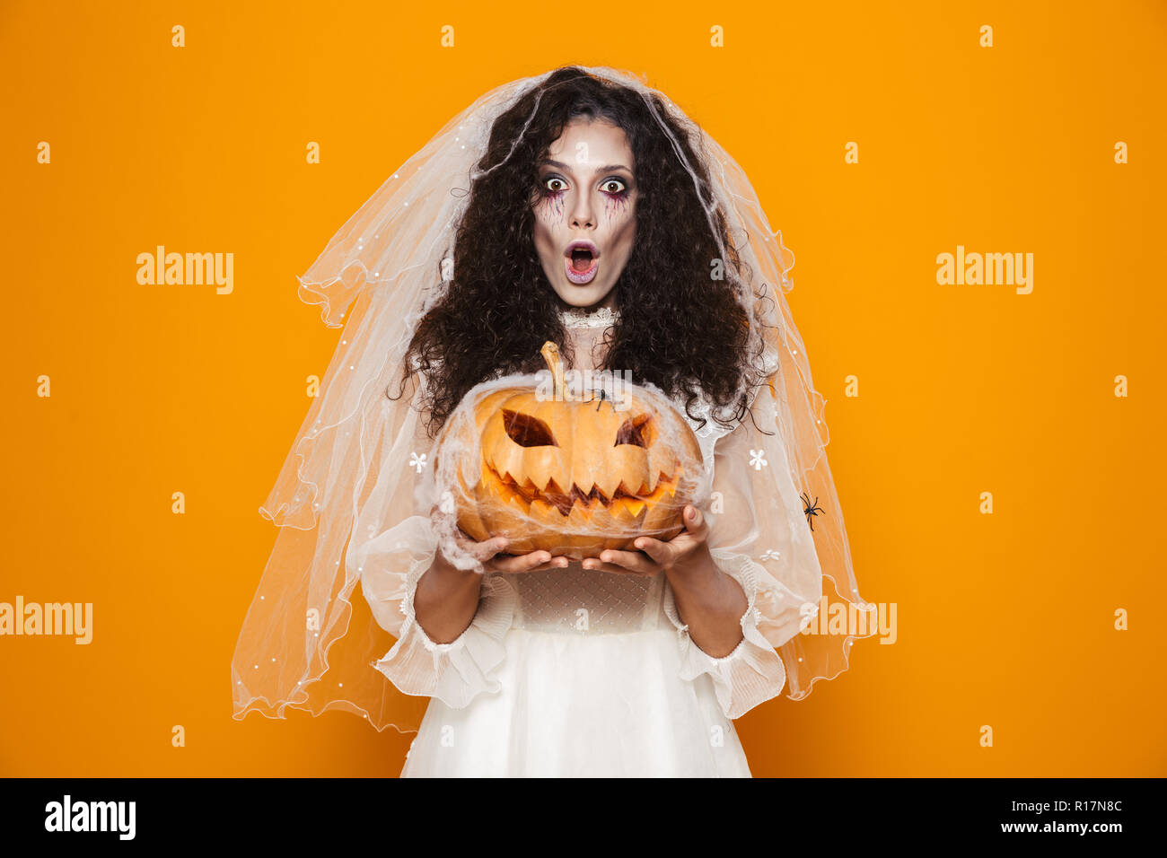 Image of dead bride zombie on halloween wearing wedding dress and scary ...