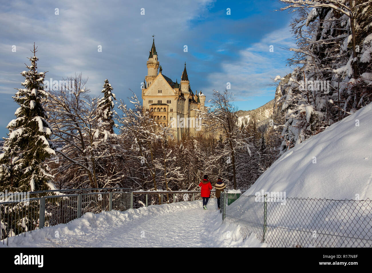 Neuschwanstein Castle in winter landscape. Germany, Bavaria Stock Photo ...
