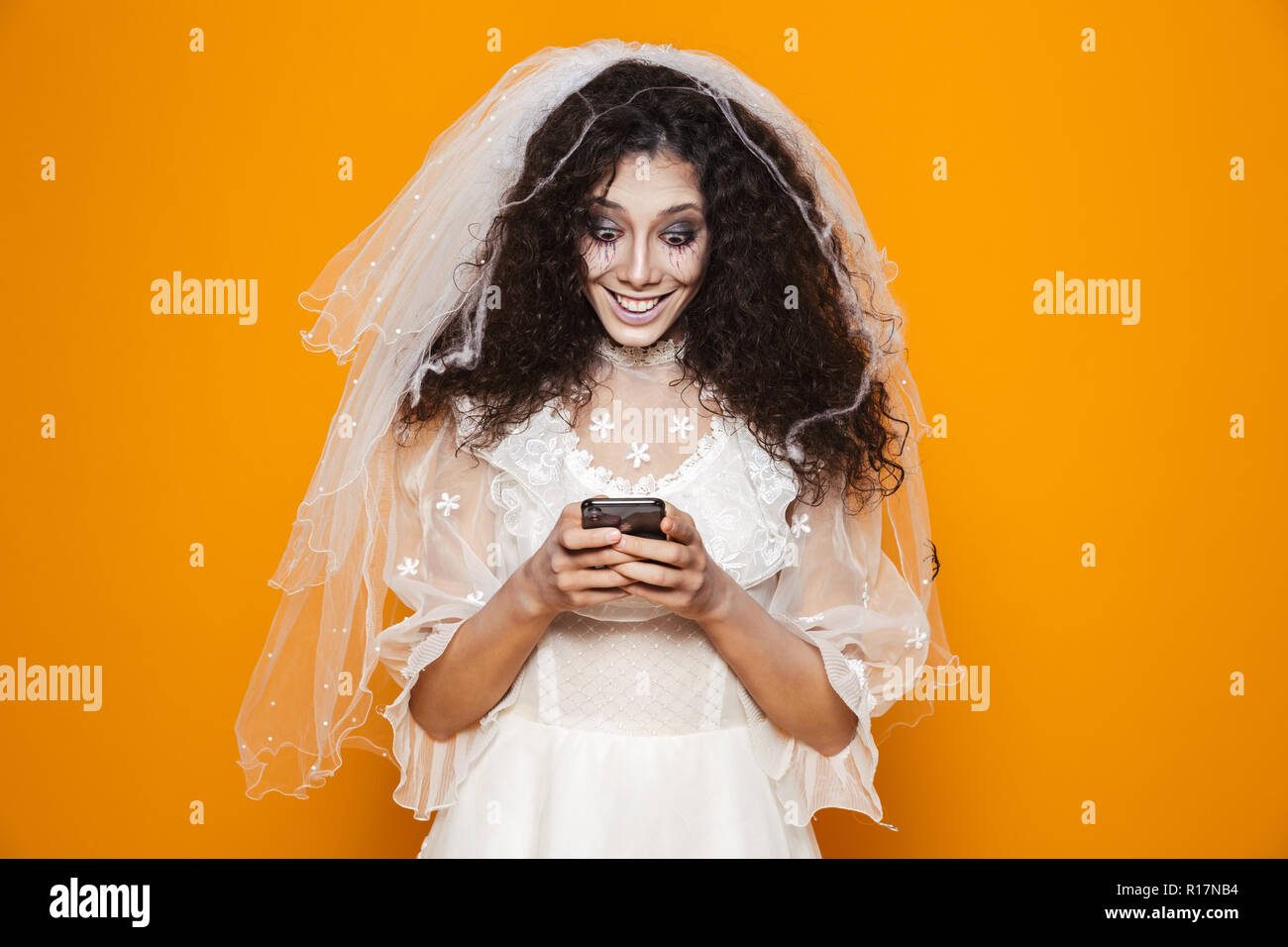 Image of dead bride zombie on halloween wearing wedding dress and scary ...