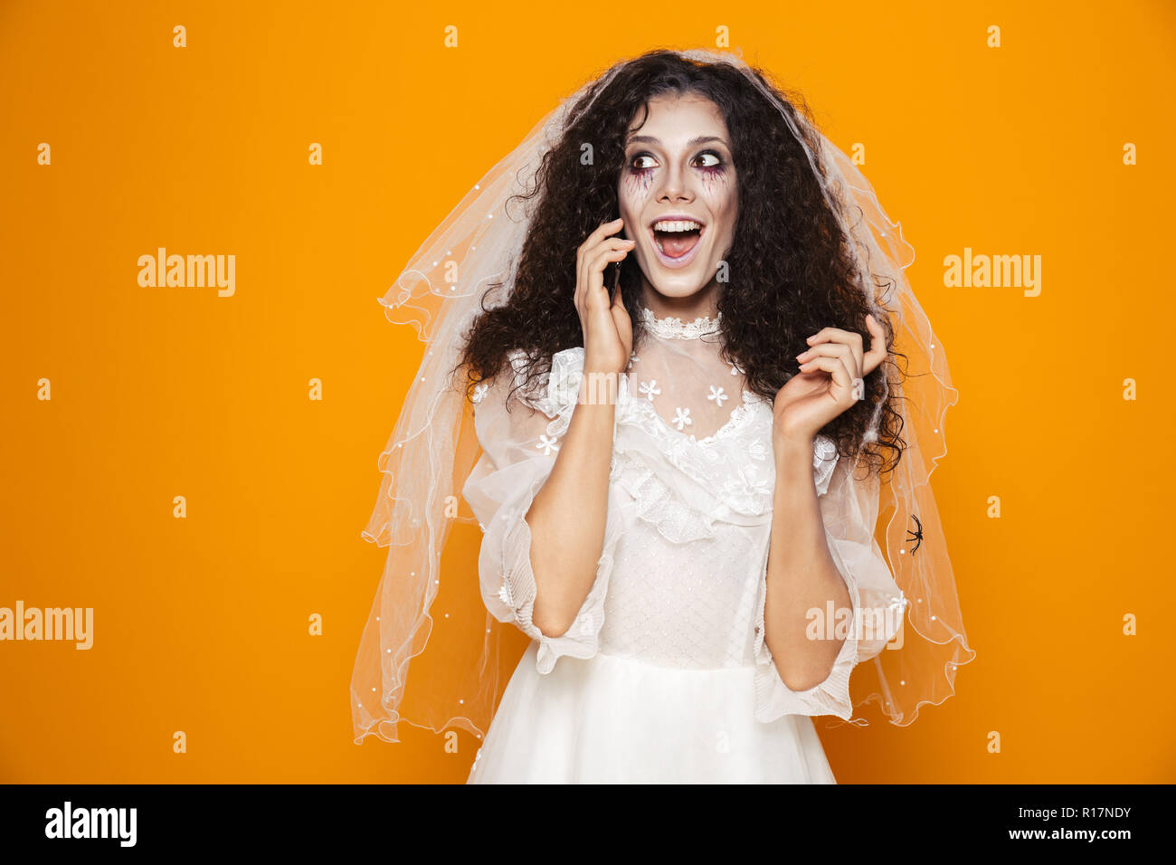 Image of dead bride zombie on halloween wearing wedding dress and scary ...