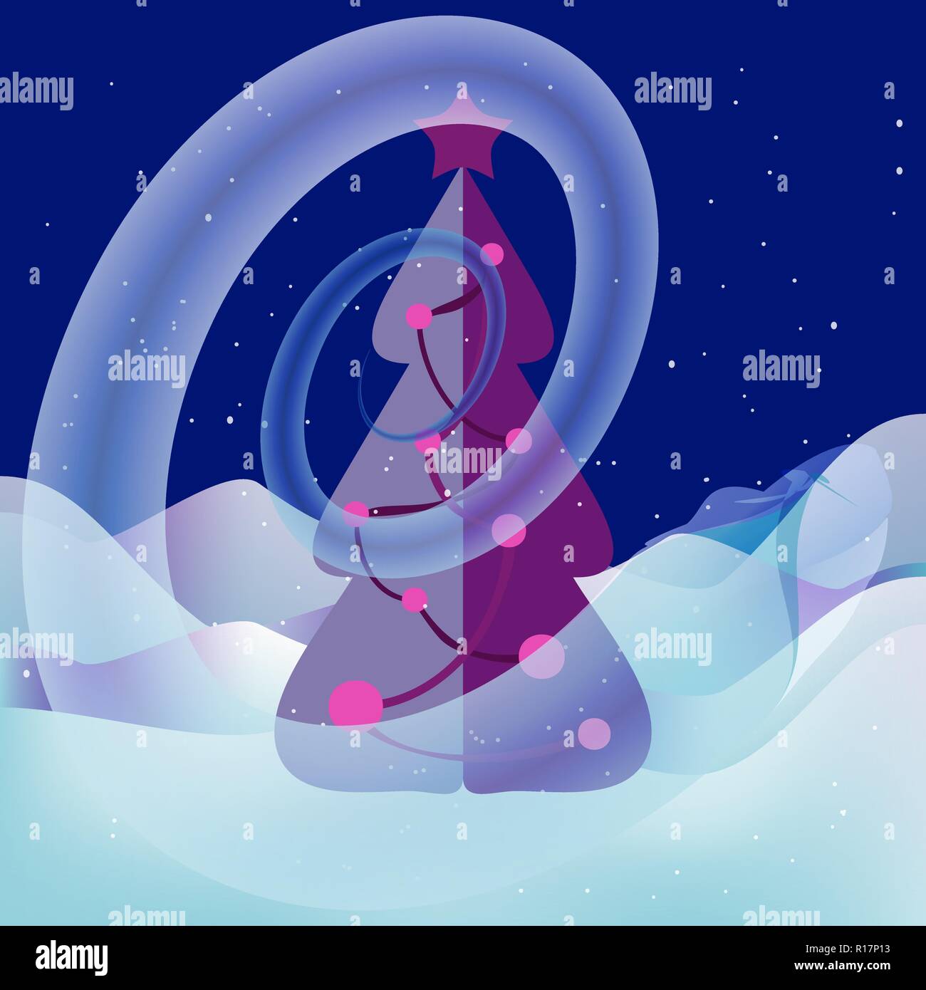 Christmas tree snow falling Stock Vector Images - Alamy