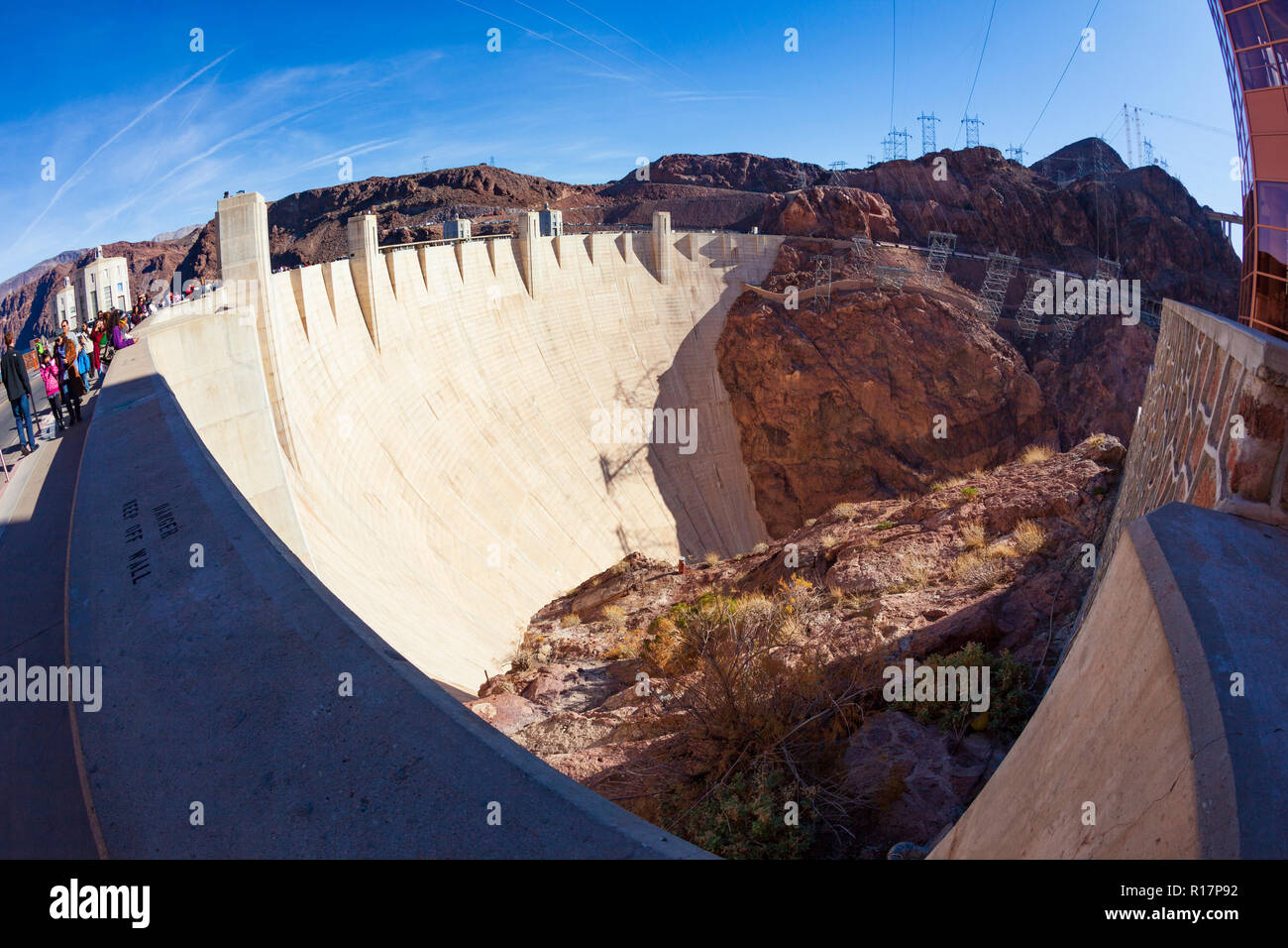 The Hoover Dam along the Colorado River, between Arizona and Nevada and ...