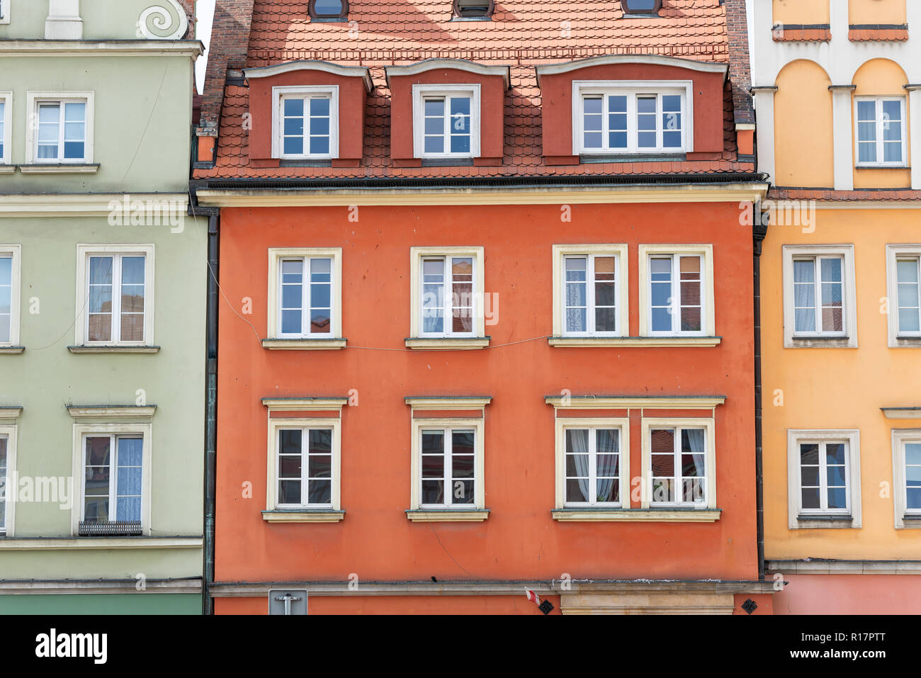 tenements with elevation in various colors Stock Photo - Alamy