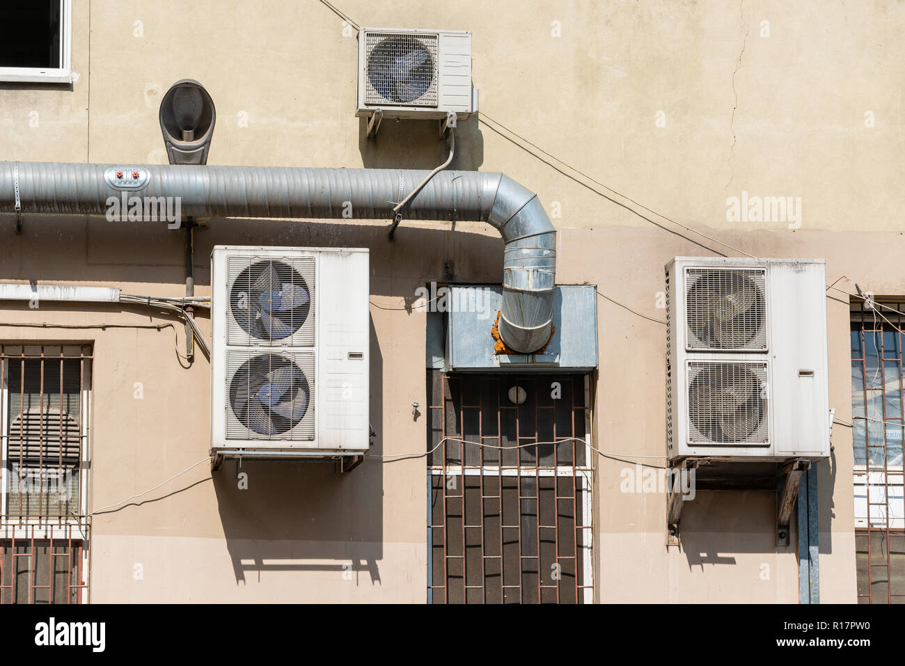 cooling units on the building facade Stock Photo - Alamy