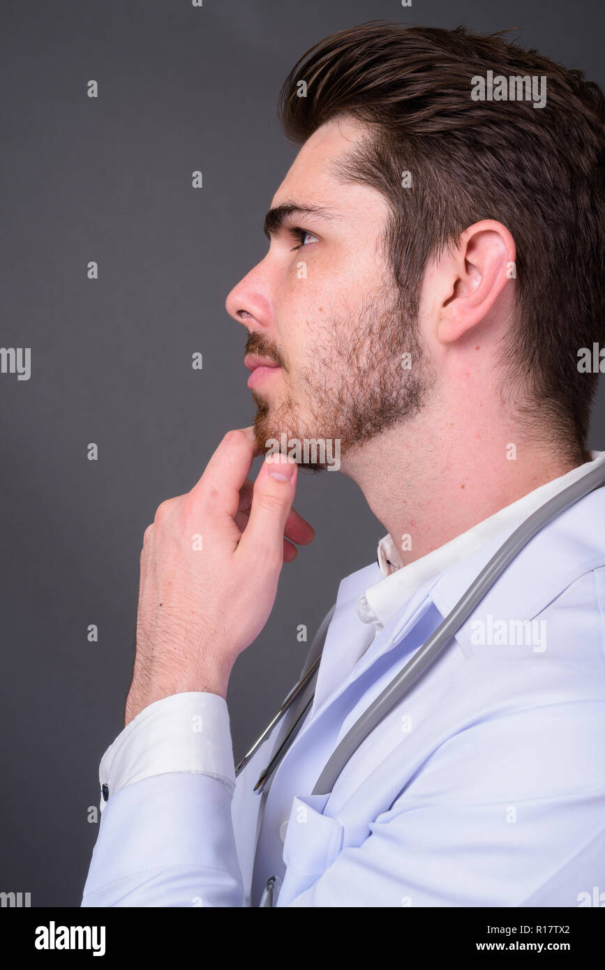 Side view male bearded doctor hi-res stock photography and images - Alamy