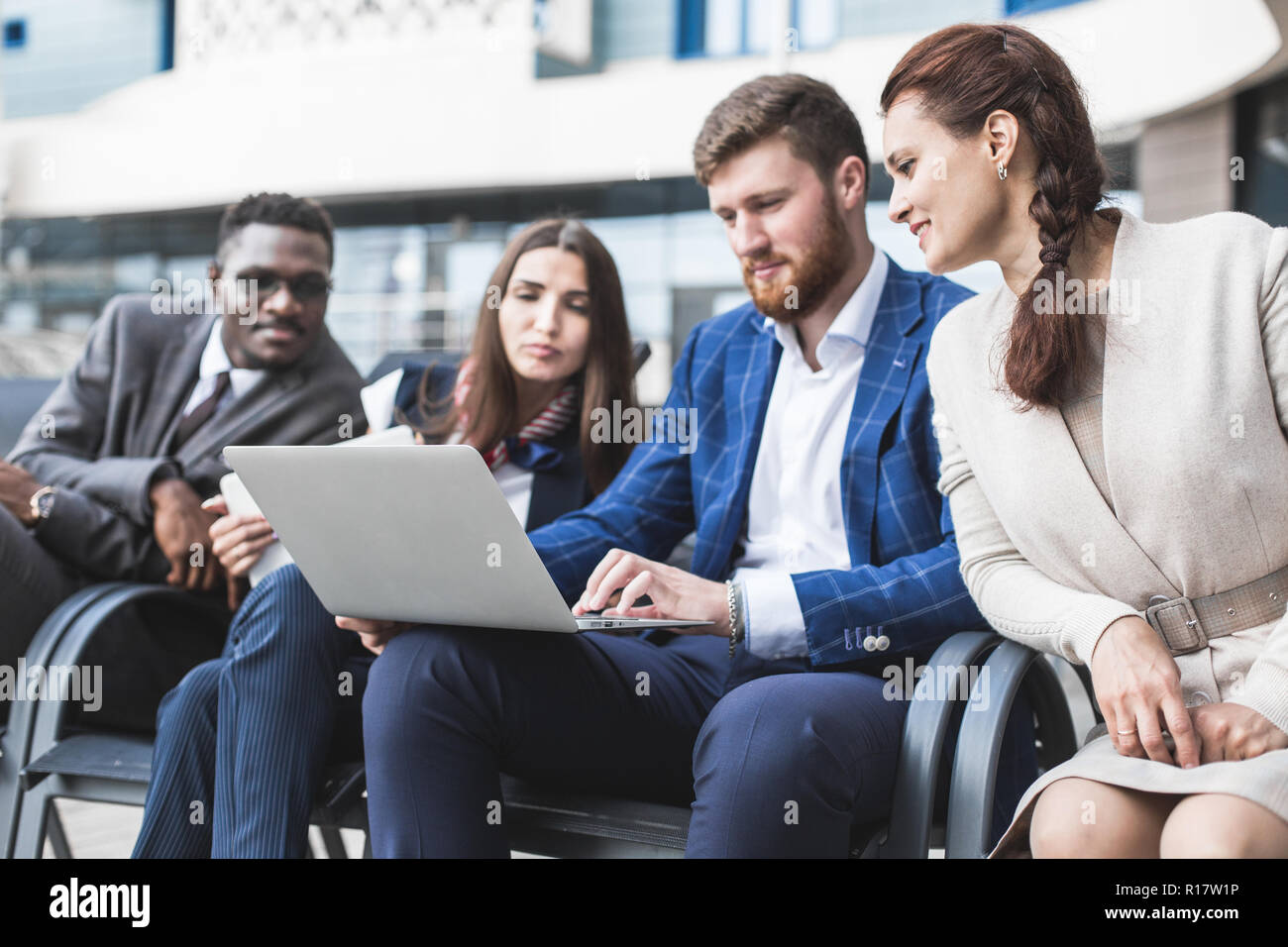 Group of happy diverse male and female business people team in formal ...