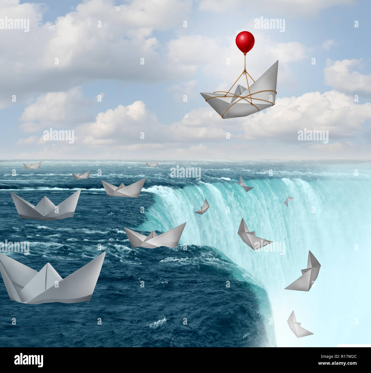 Insurance protection and risk aversion security symbol as paper boats ...