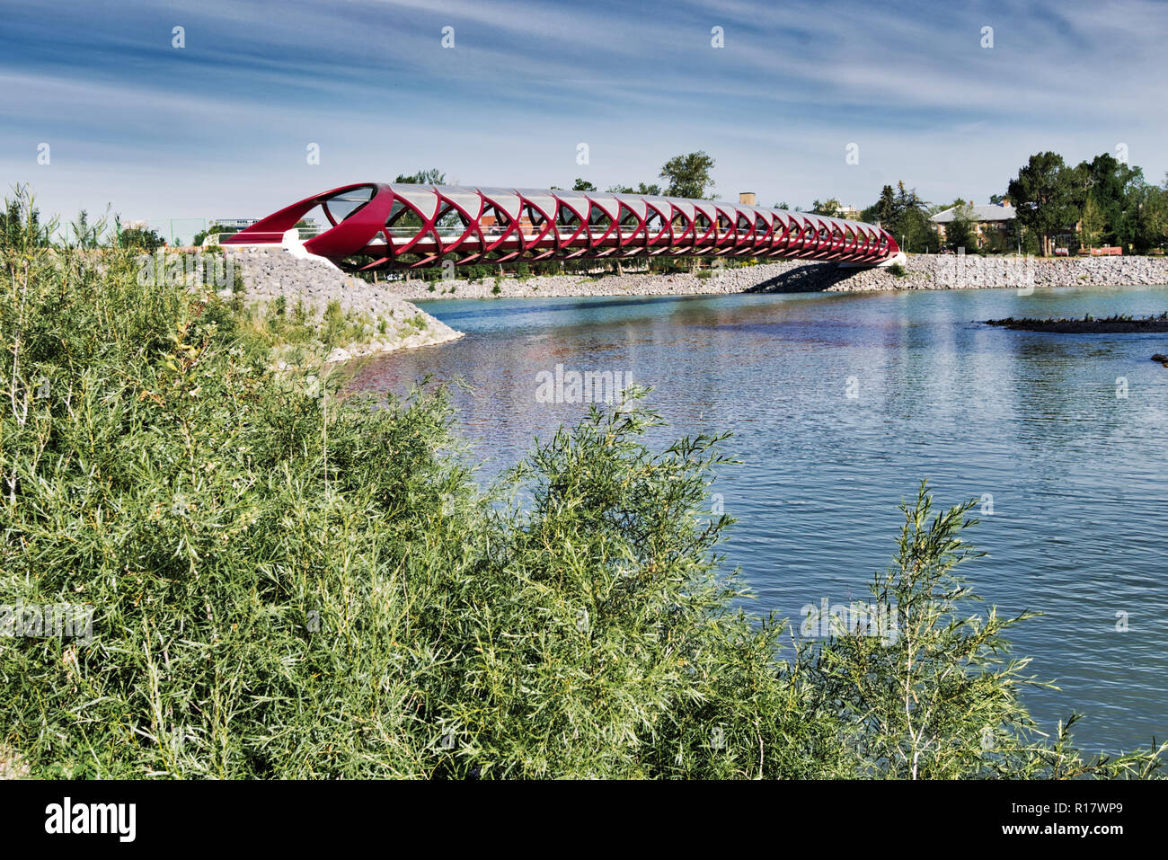 A tubular bridge spans a water way in a Canadian city Stock Photo - Alamy