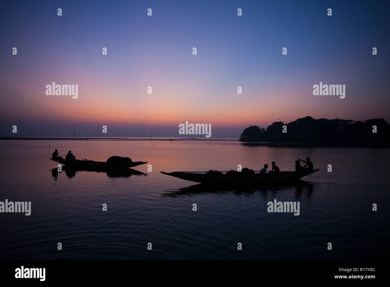 Boats on the Titas River at Nasirnagar. Brahmanbaria, Bangladesh Stock ...