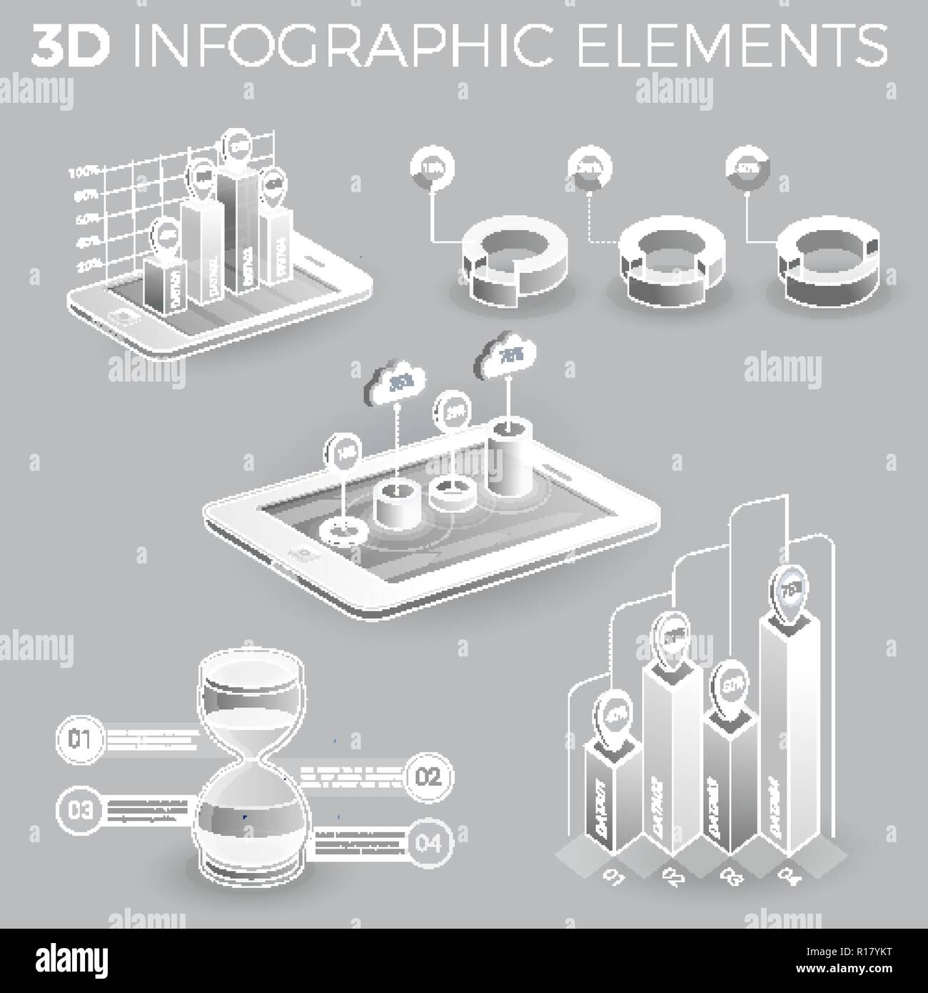 Corporate Infographic Elements In Gray And White Stock Vector Image ...