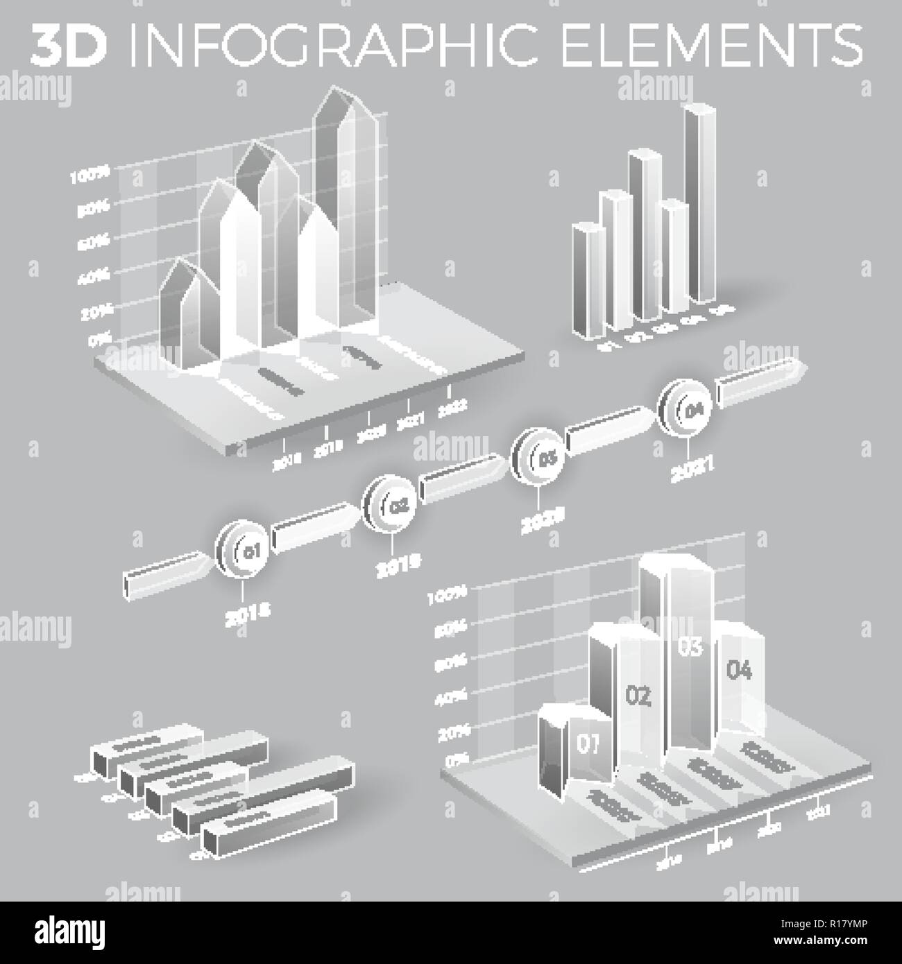 Corporate Infographic Elements In Gray And White Stock Vector Image ...