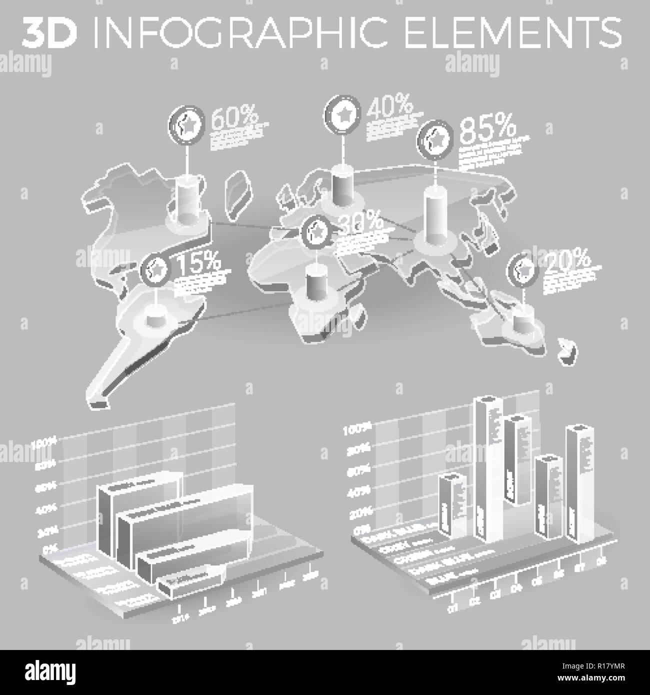 Corporate Infographic Elements In Gray And White Stock Vector Image ...